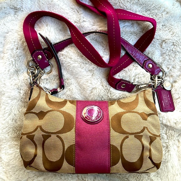 Coach | Bags | Coach Signature Demi Stripe Jacquard Hobo Handbag ...